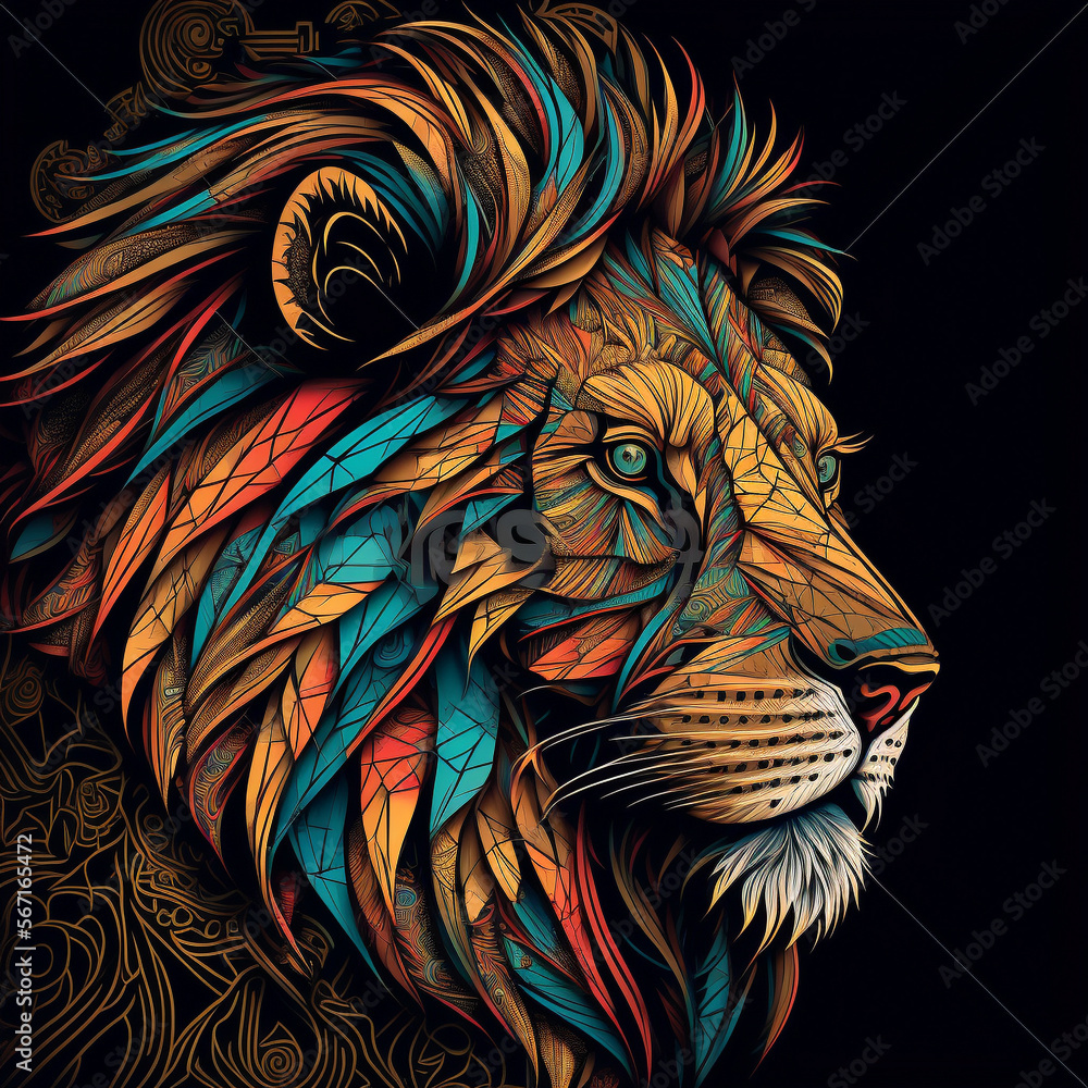 Lion Graphic Design Logo Tattoo Emblem. African. Generative AI Stock ...