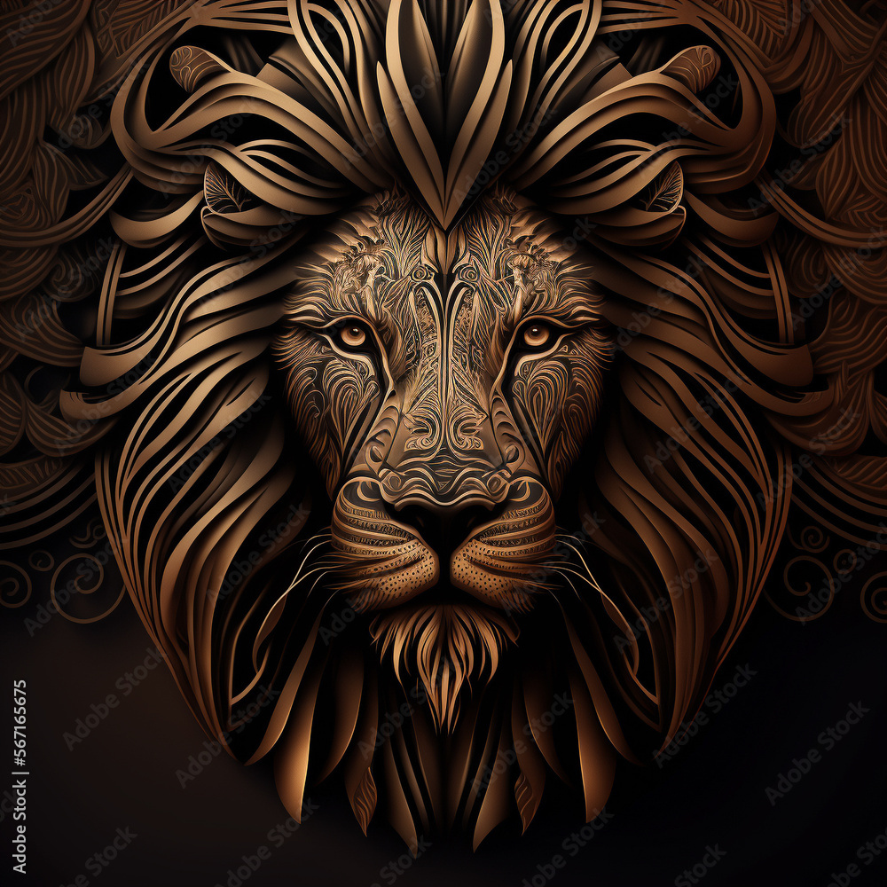 Lion Graphic Design Logo Tattoo Emblem. African. Generative AI Stock ...