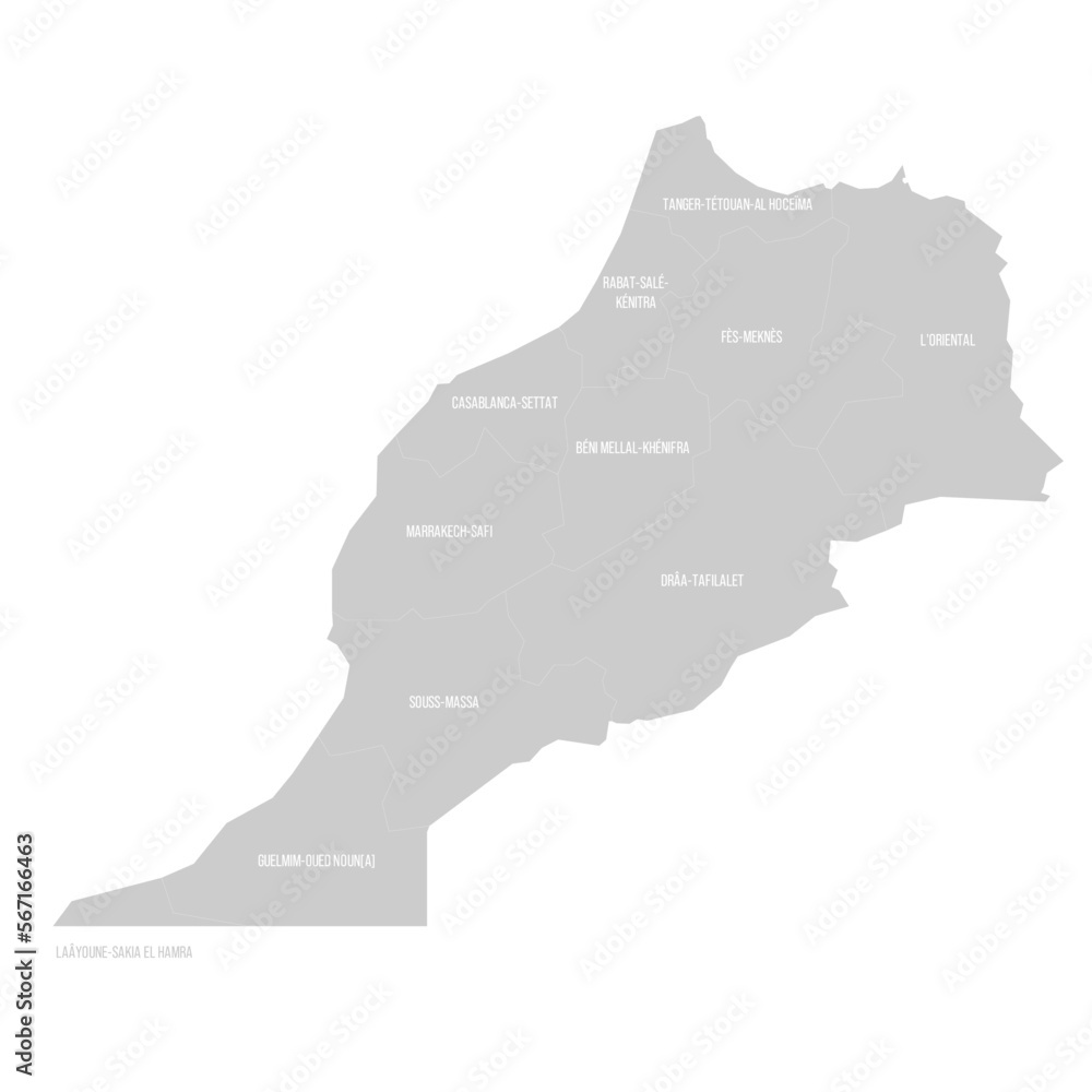 Morocco political map of administrative divisions Stock Vector | Adobe ...