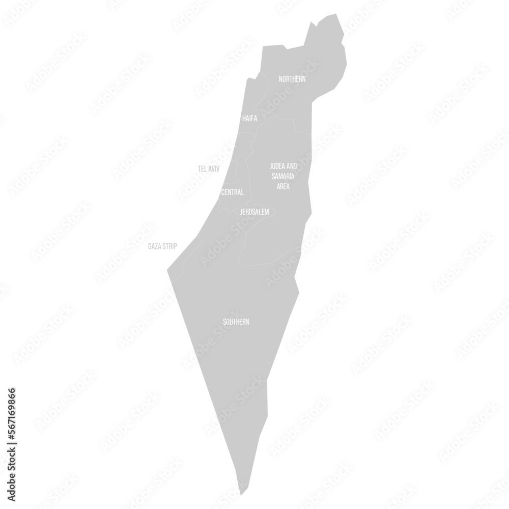 Israel Political Map Of Administrative Divisions Stock Vector Adobe Stock