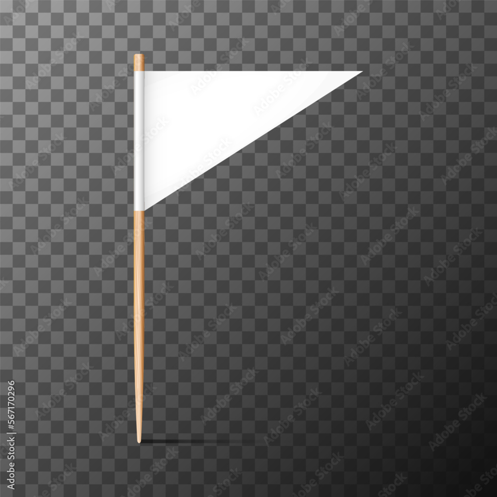 Toothpick with triangle cut flag on transparent background. White ...