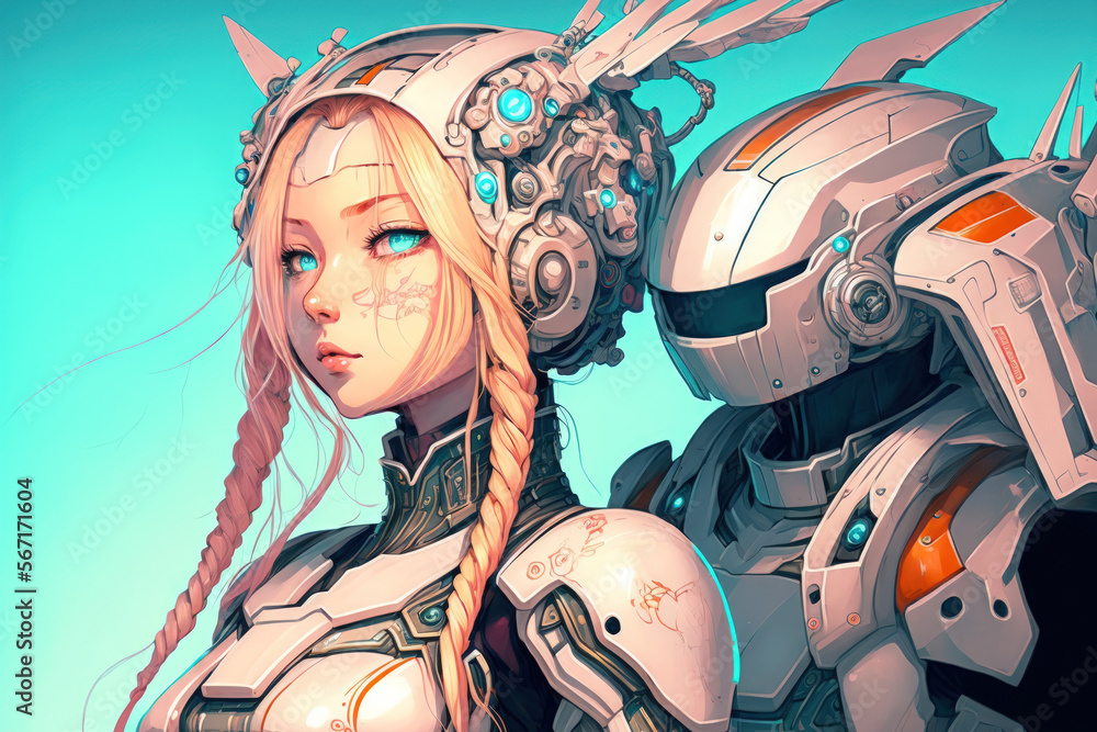 manga style robots. futuristic science fiction anime art. Cyborg ...