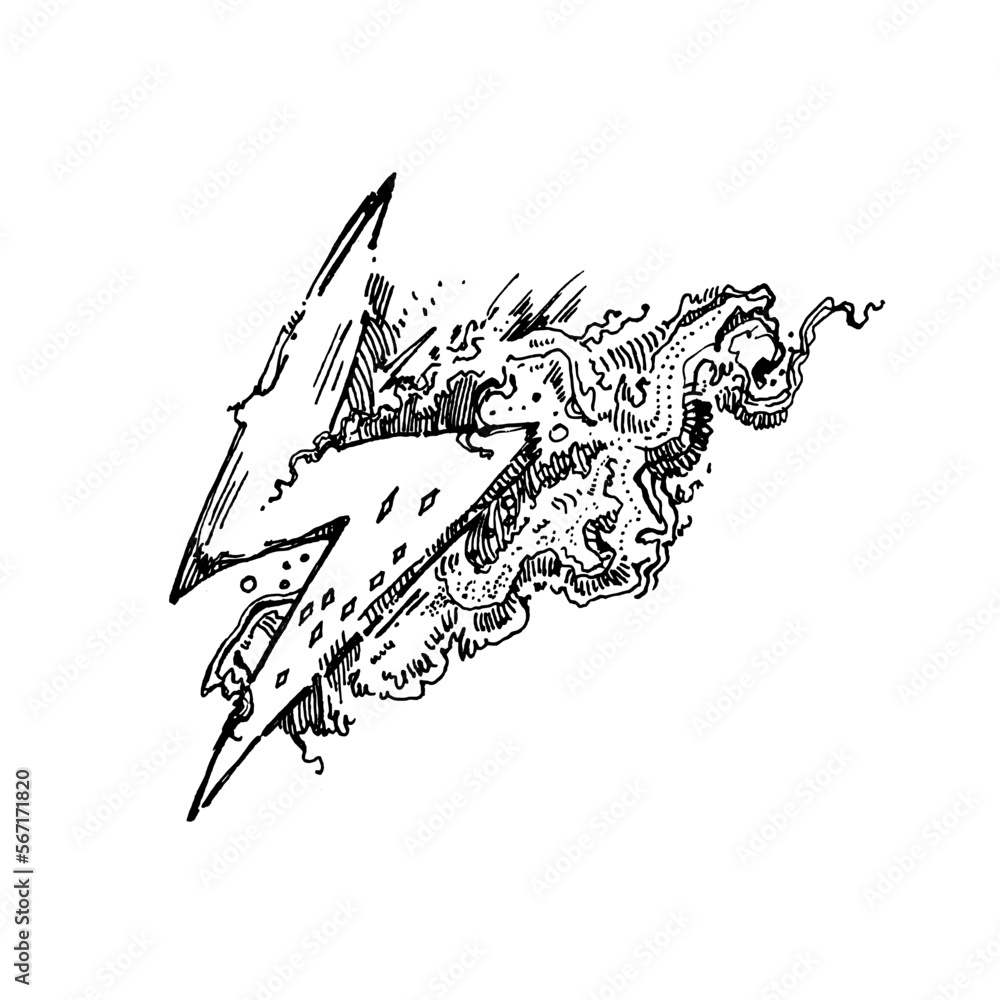 The thunderstorm lightning in a cloud, magic art, isolated element ...