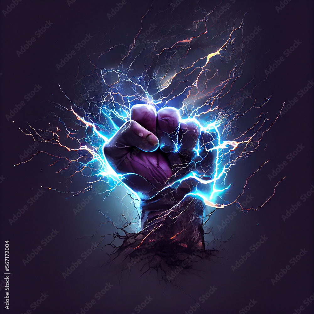 Stockillustratie Lightning fist generative ai | Adobe Stock
