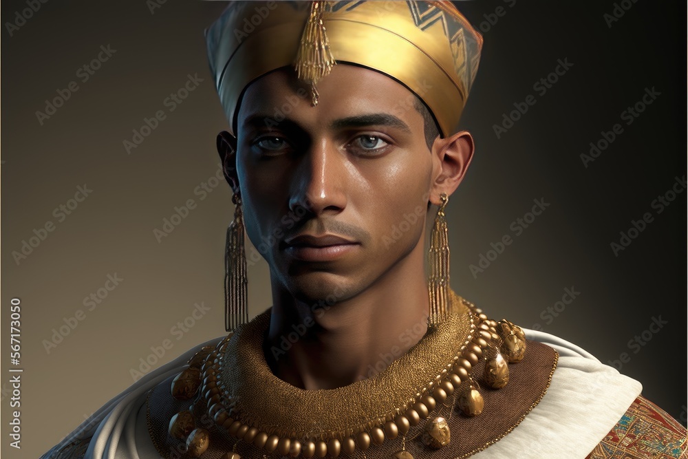 Beautiful male from Egypt in traditional clothes, created with ...