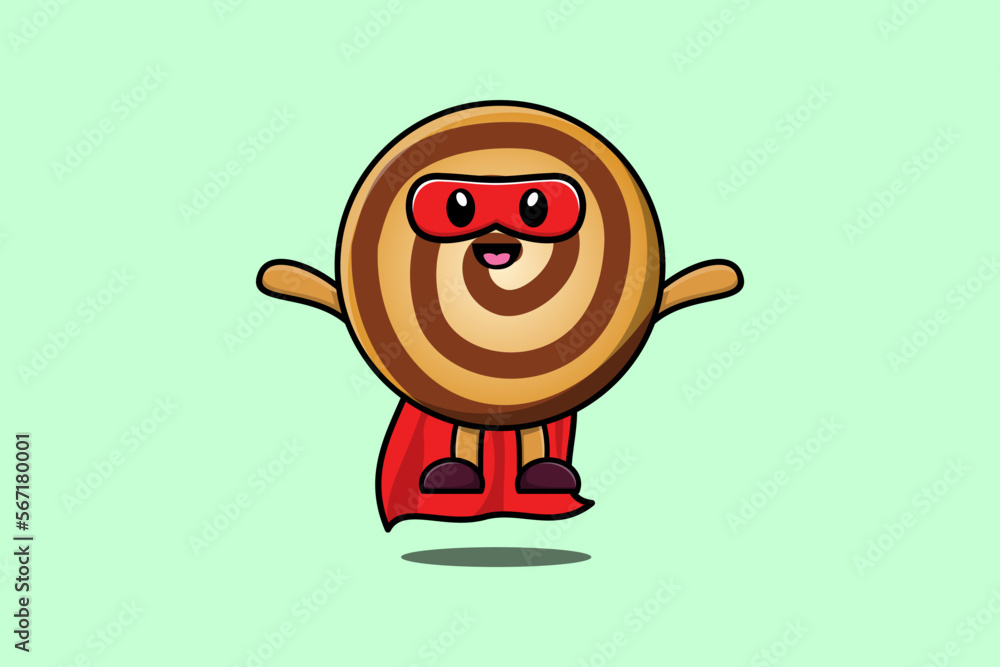 Cute Cookies superhero character flying illustration cartoon vector in ...