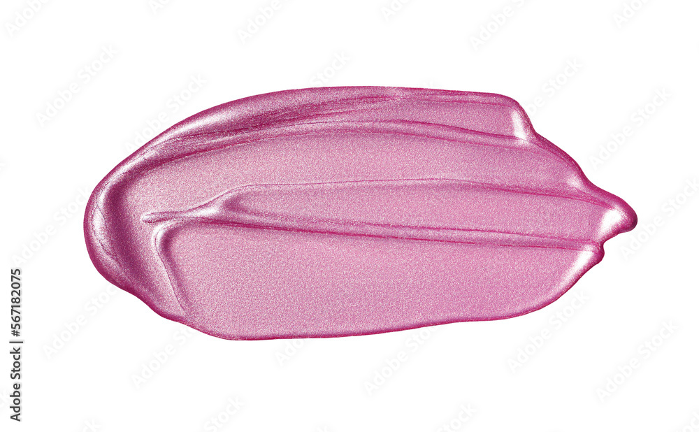 pink shimmer swatch of lip gloss, glossy lipstick product stroke, acryl ...