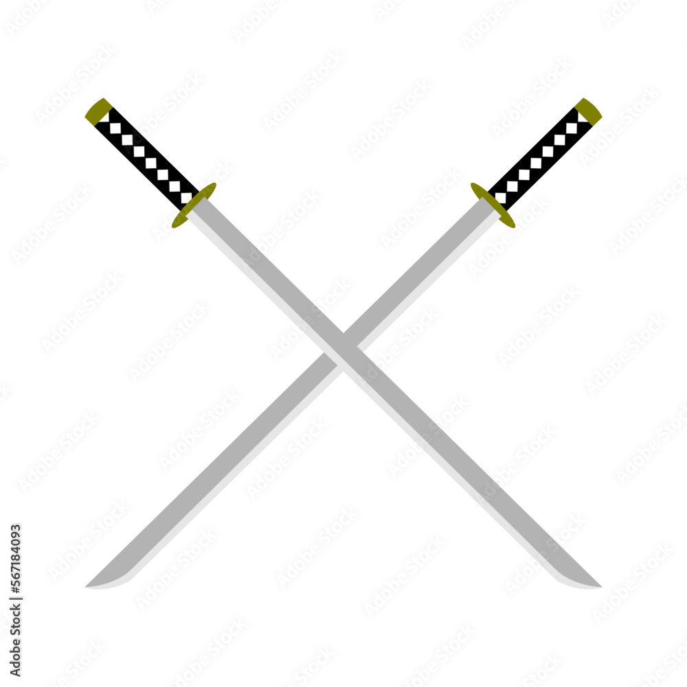 Japanese traditional sword with crossed position. Katana. Samurai ...