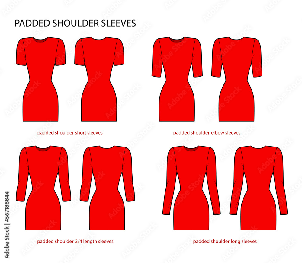 Set of Padded shoulder sleeves clothes - long, short, 3-4, elbow length ...