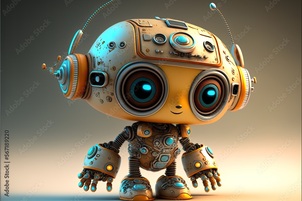 cute baby robot cartoon style.Futuristic style, generative ai Stock ...