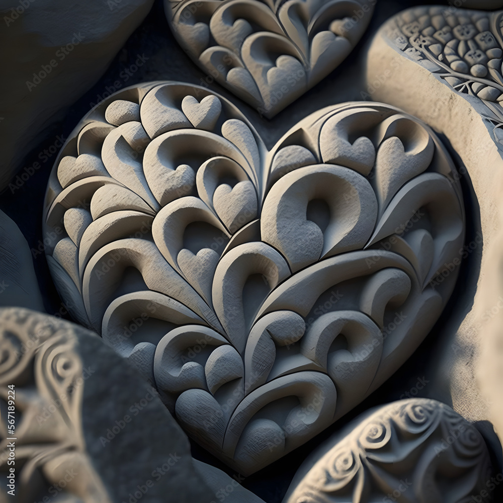 overlapping hearts that appear to be moving in different directions ...