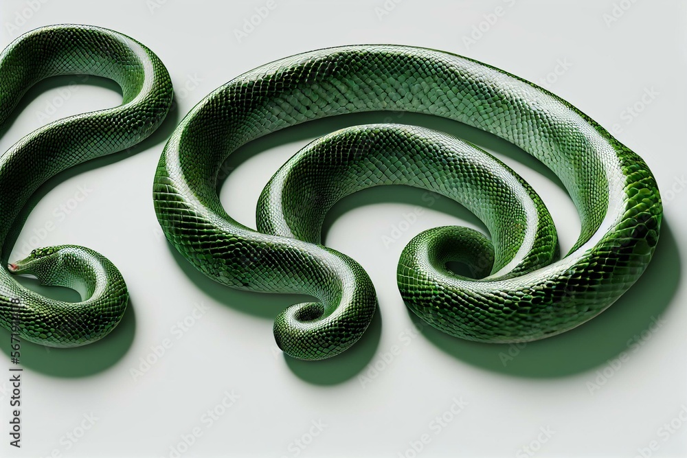 green snake on white background. Generative AI Stock Illustration ...