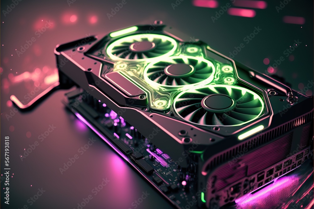 Abstract Electronic Mounting a modern gaming graphic card computer ...