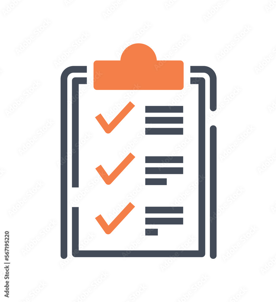 Vektorová grafika „Checklist orange icon. Questionnaire, metaphor for ...