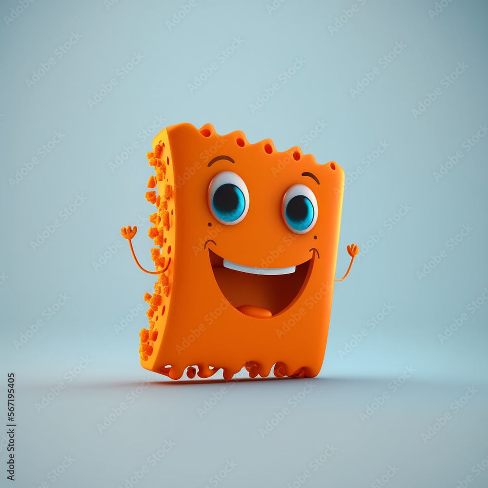 Cute smiling cartoon cheese Character, Generative AI. Stock ...