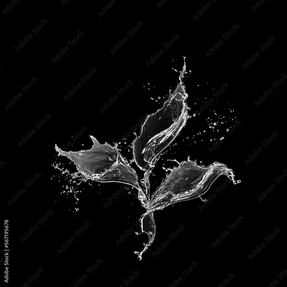 Pure Water splash isolated on black background. Royalty high-quality ...