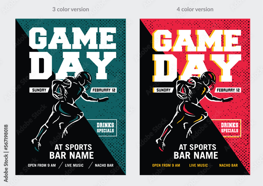 VECTORS. Poster templates for an American Football Game Day. Invitation ...