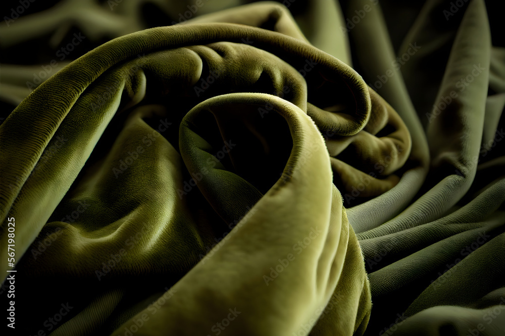 silk fabric with Olive curves, undulations, olive-colored velvet fabric ...