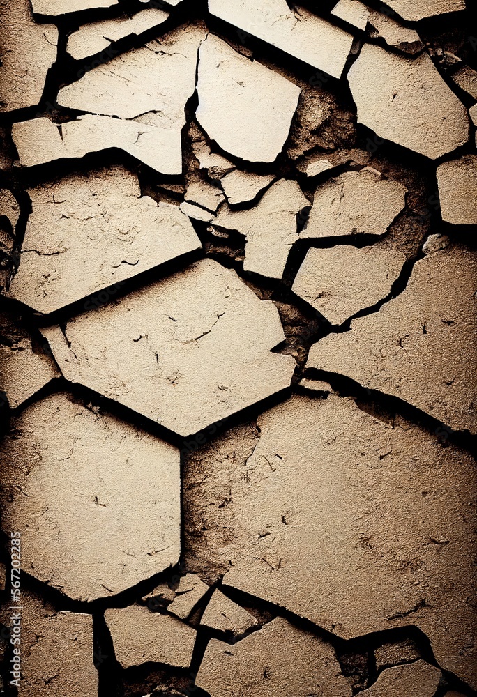 Brown cracked soil surface abstract background. Decorative vertical ...