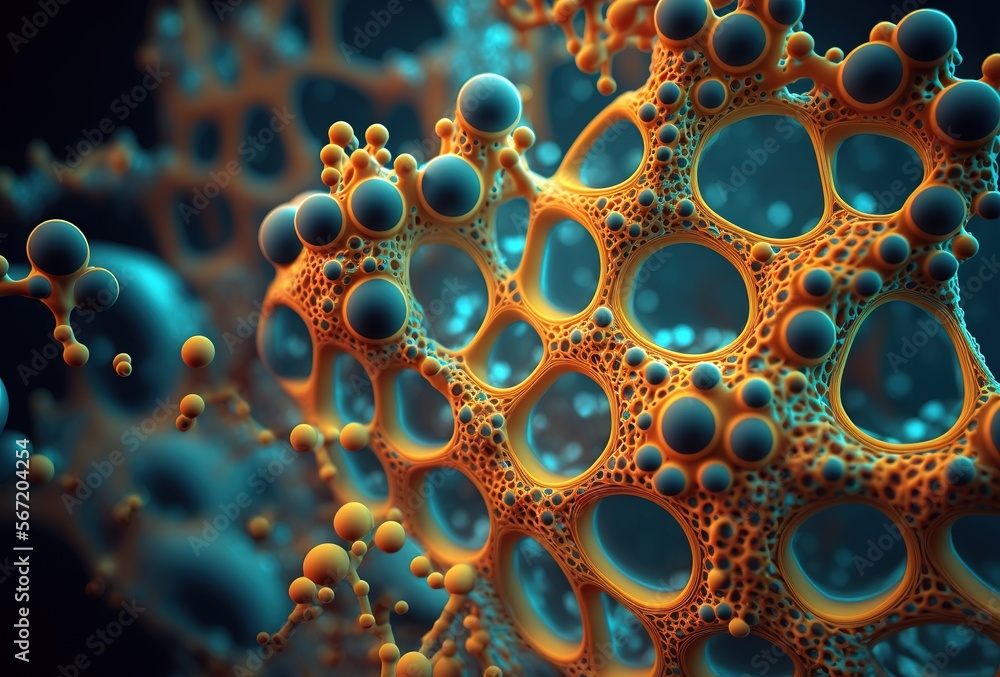 Abstract textured background of chlorine molecules. 3d rendering style ...