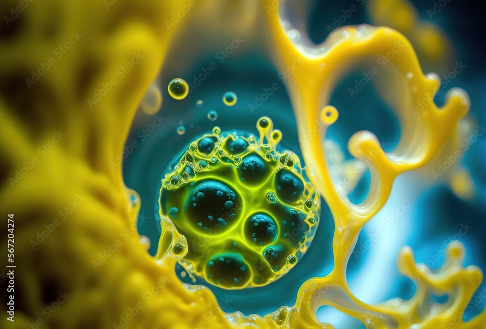 Abstract background of chlorine under microscope. 3d rendering style ...