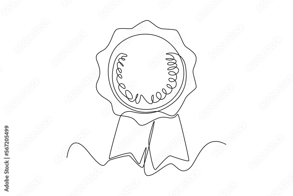 Continuous one line drawing medal for high performing employees ...