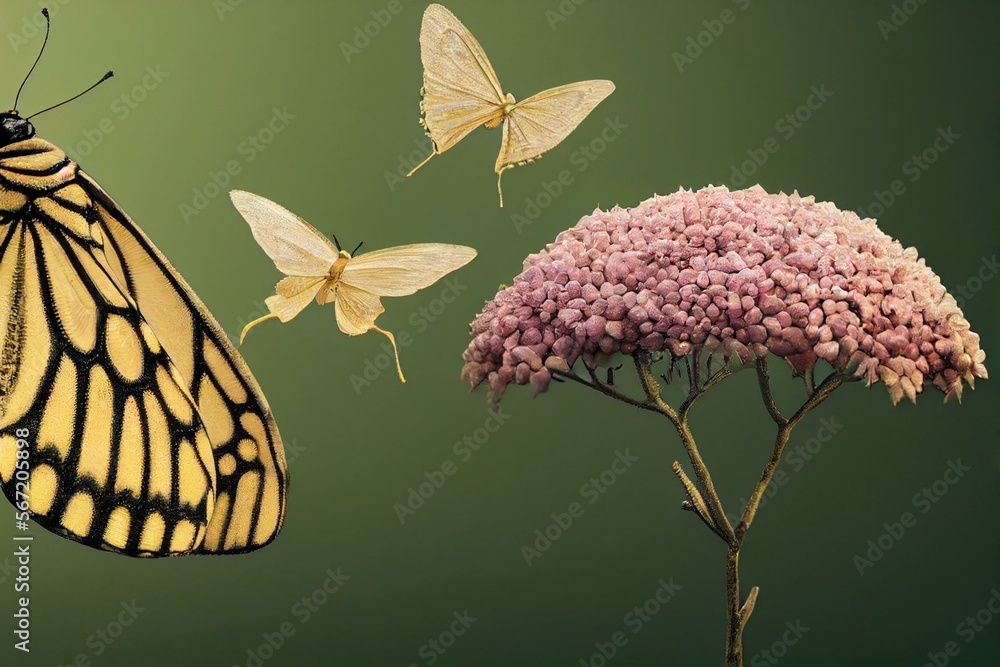 Differing stages of life from caterpillar to cocoon to butterfly. Generative AI Stock ...