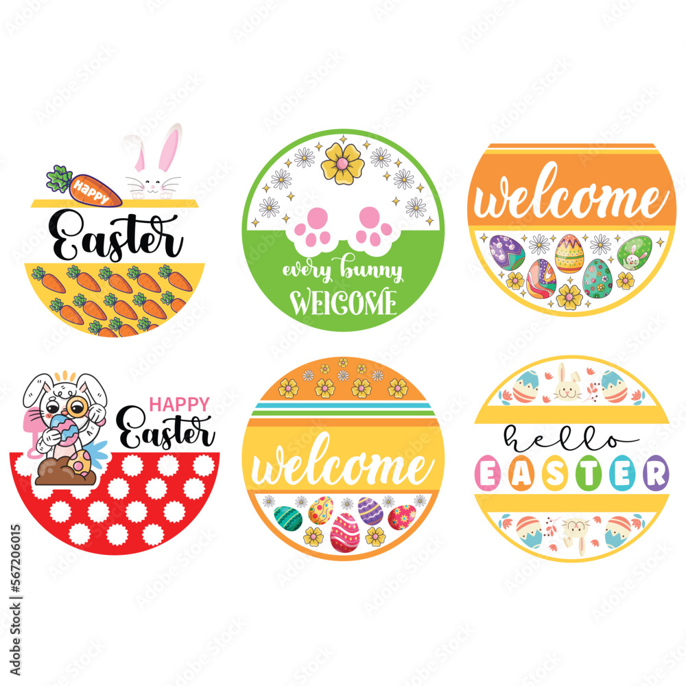 Easter Welcome Sign Bundle Round Door Hanger SVG Easter Sign Svg easter-welcome-sign-bundle-round-door-hanger-svg-easter-sign-svg