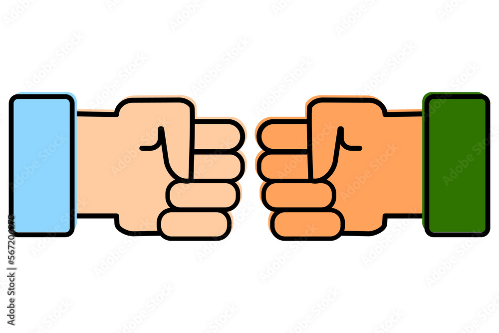 Two fists in cartoon style. The symbol of opposition. Symbol of battle ...