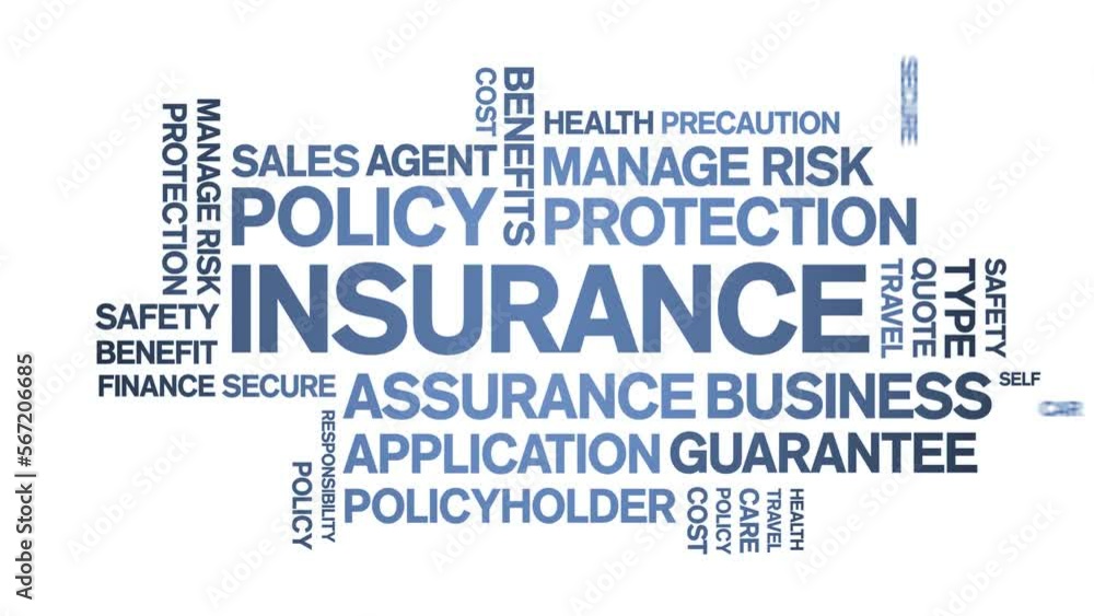insurance animated tag word cloud;text design animation kinetic ...