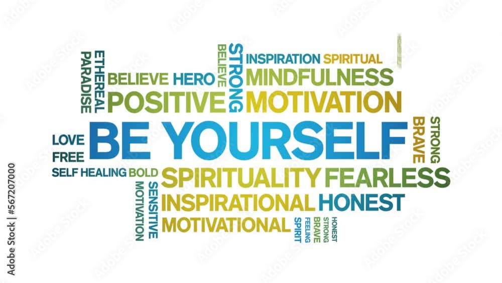 Be Yourself animated tag word cloud;text design animation kinetic ...