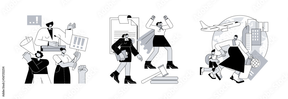 Gender equality abstract concept vector illustration set. Participation ...