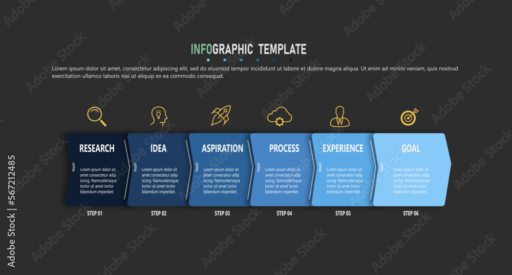 Vector infographic label design template with icons and 6 options or ...