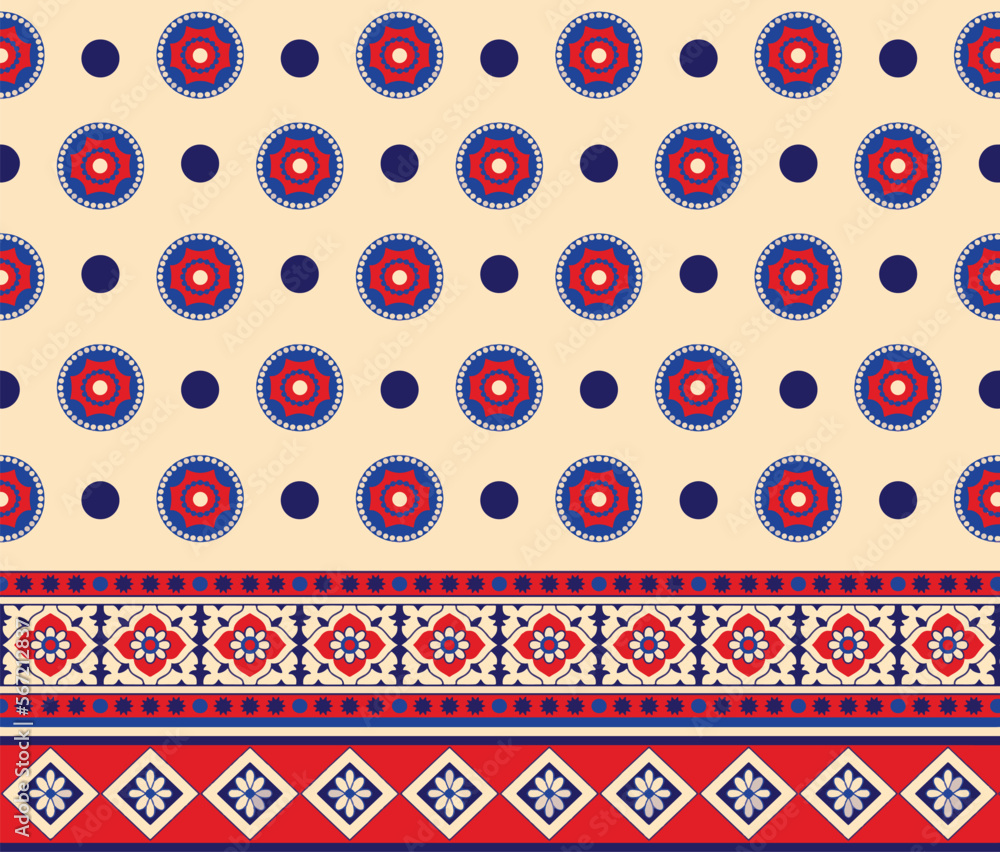 Frame Border with Red Background in sindhi ajrak style, Vector ...