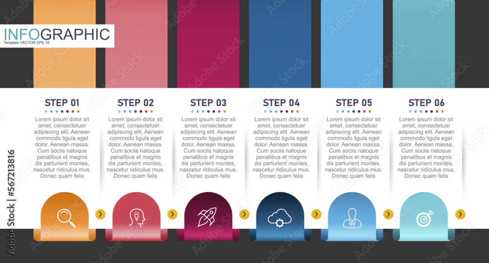 vector infographic label design template with icons and 6 options or ...