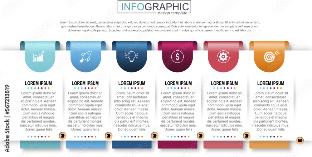 vector infographic label design template with icons and 6 options or ...