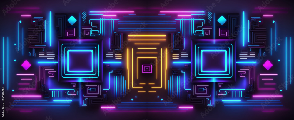 neon color electronic digital background made with Generative AI Stock ...