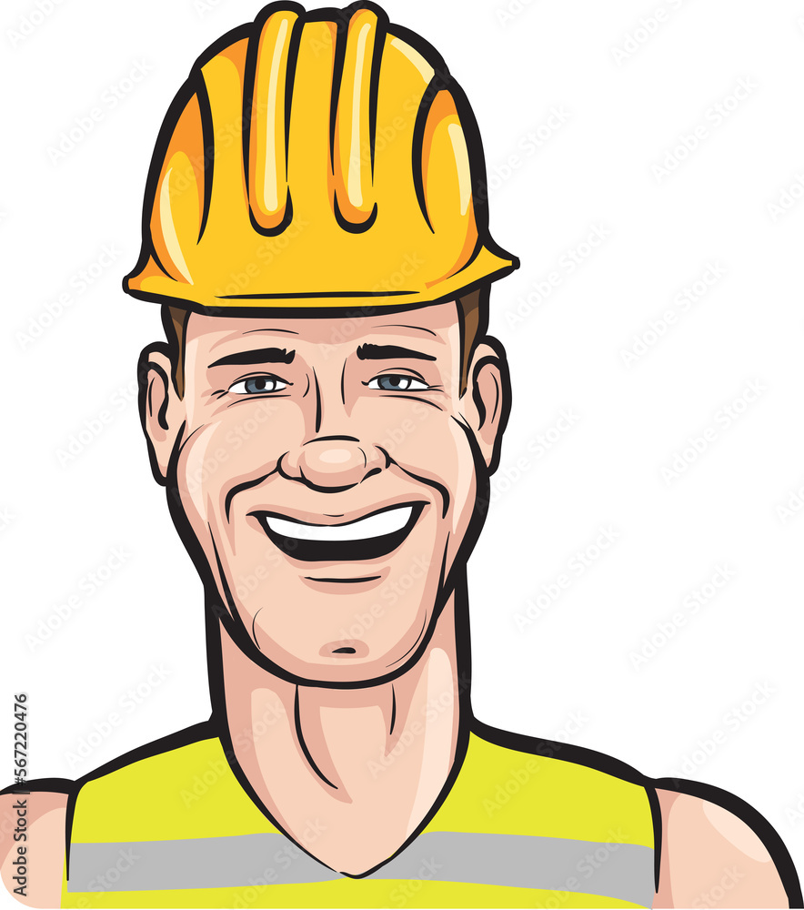 cartoon smiling construction worker on white background - PNG image ...