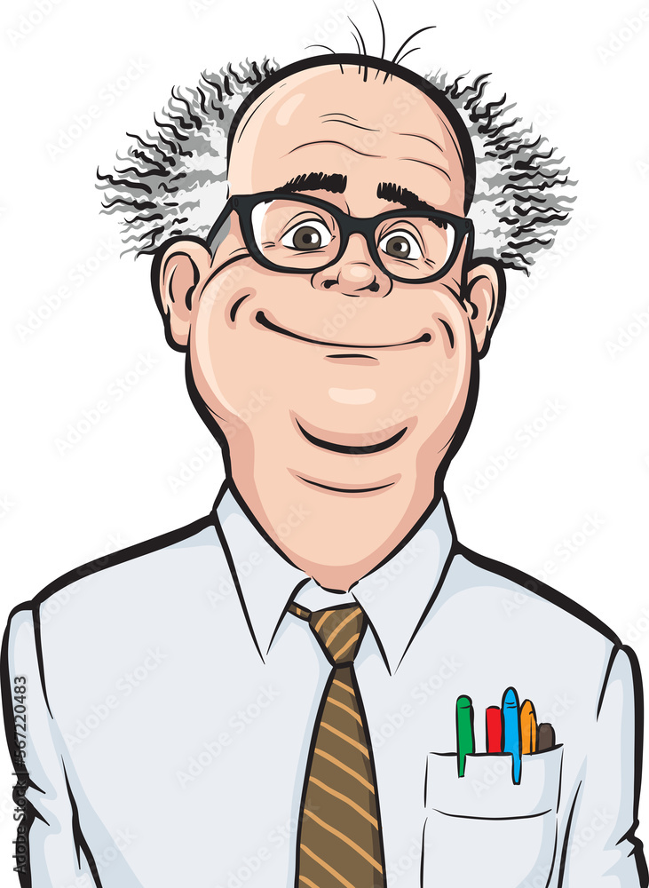 cartoon smiling mad professor on white background - PNG image with ...