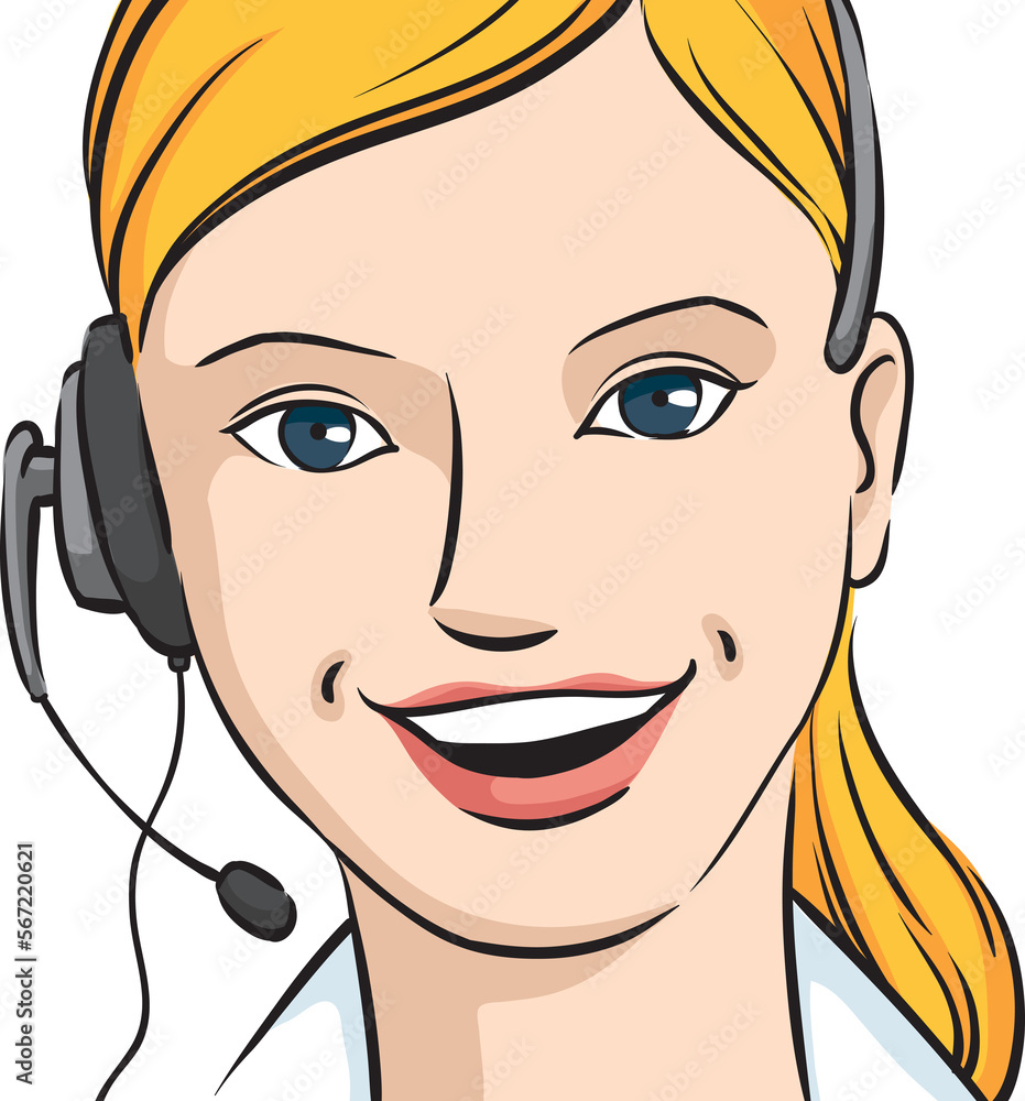 customer support blond woman smiling with headset - PNG image with ...