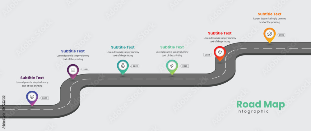Roadmap Infographic design template with place for your data. Vector ...