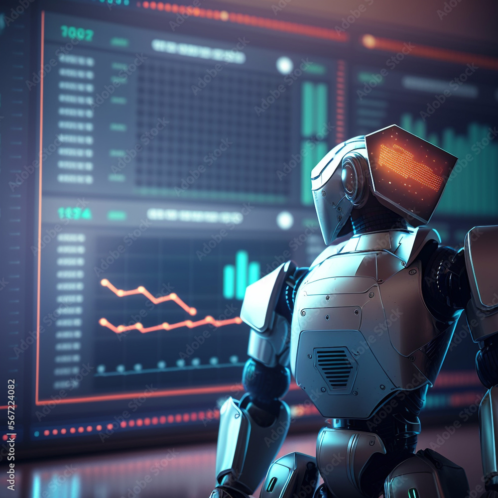 A robot looking on displayed on a graph typically shows the automation ...
