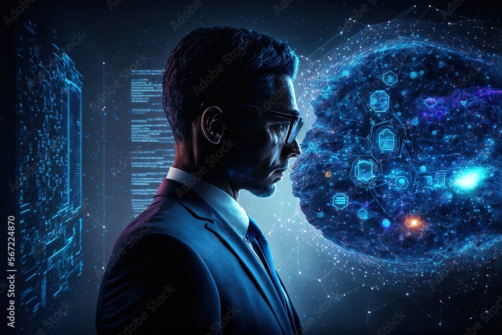 Big data technology and data science. Data scientist querying, analysing and visualizing complex ...