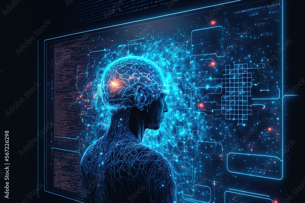 Big data technology and data science. Data scientist querying ...