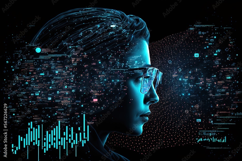 Big data technology and data science. Data scientist querying ...