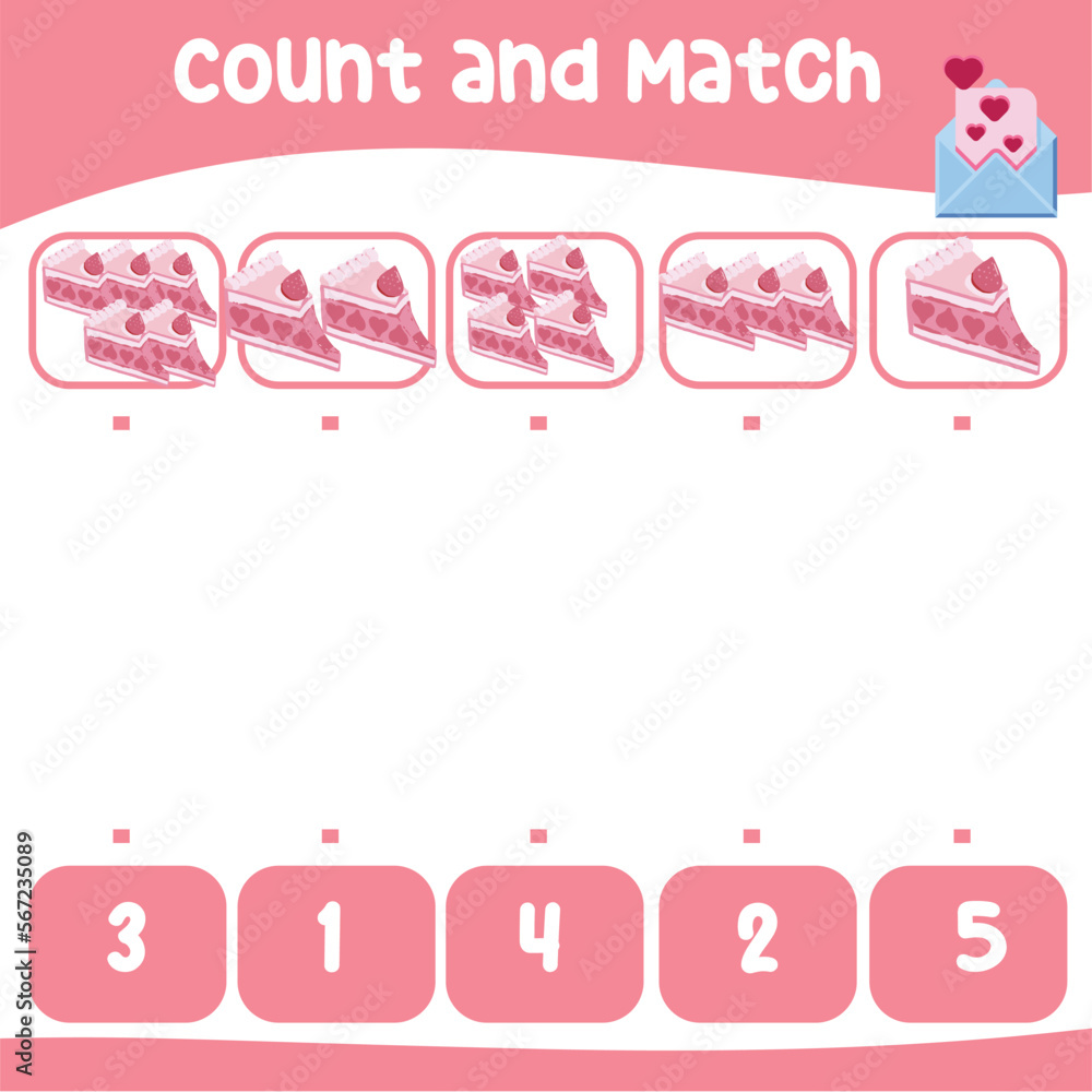 Count and match together worksheet for preschool kids. Educational ...