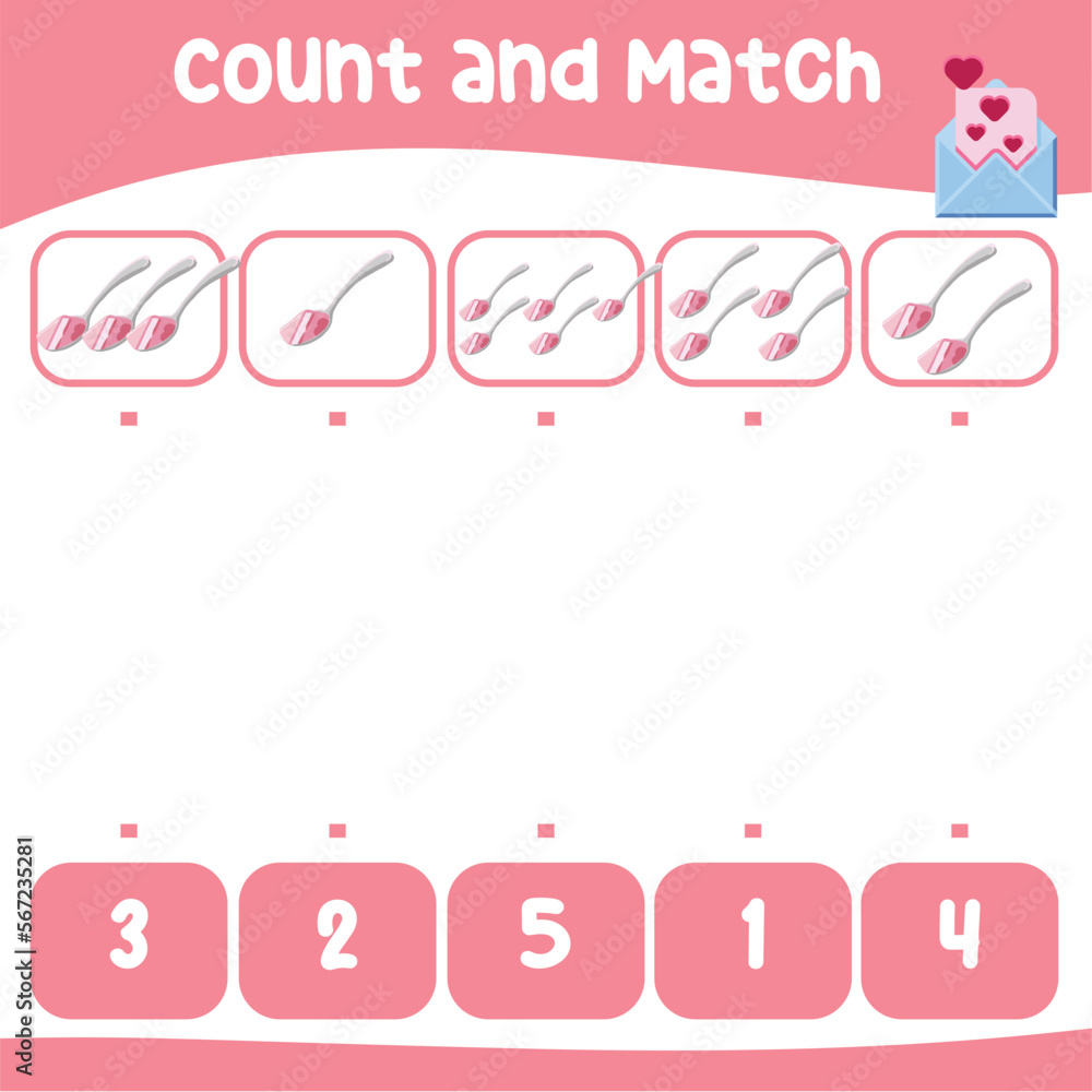 Count and match together worksheet for preschool kids. Educational ...