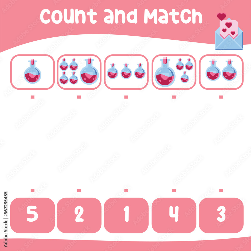Count and match together worksheet for preschool kids. Educational ...