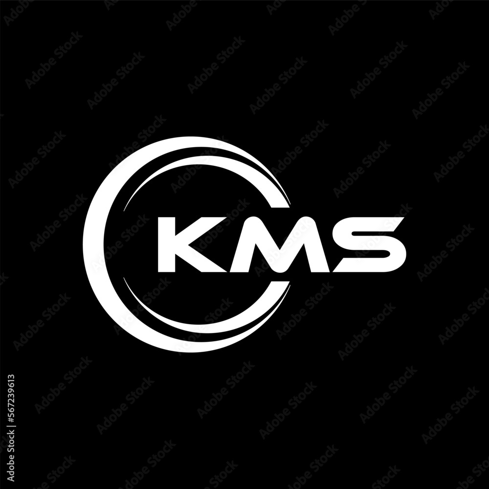 Vecteur Stock KMS letter logo design with black background in ...