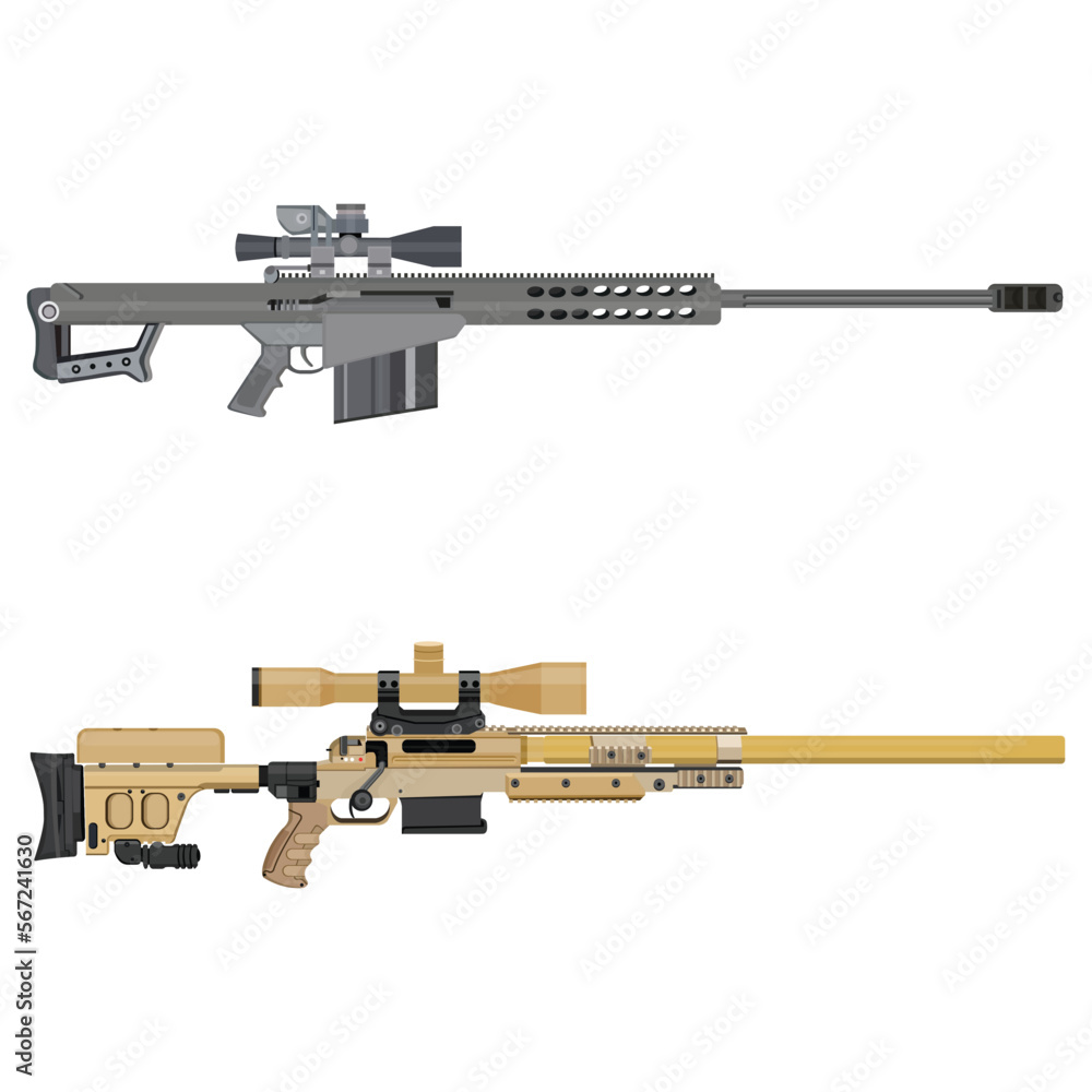 Vector illustration sets of weapons guns. Military weapons, set gun ...